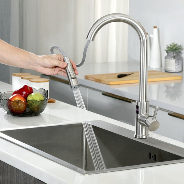 Brushed Steel Kitchen Tap | Kitchen Mixer Tap with Pull Out