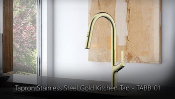 Gold Kitchen Mixer Tap | Stainless Steel Pull Out Spray Kitchen Tap