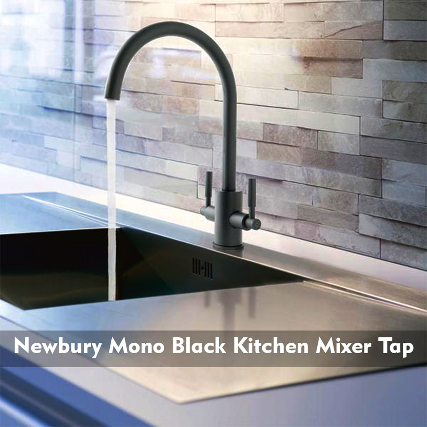 Black Kitchen Mixer Tap | Two Lever Traditional Black Kitchen Tap
